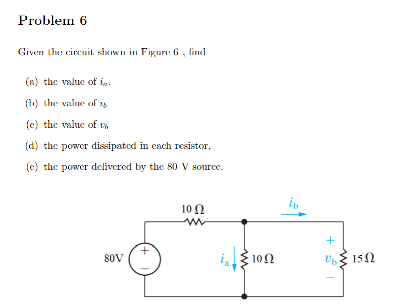 Solved Given the circuit shown in Figure 6 , find (a) the | Chegg.com