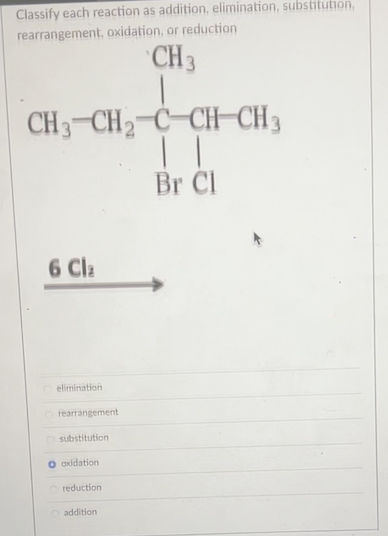 Solved Classify each reaction as addition, elimination, | Chegg.com