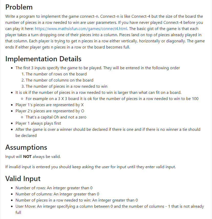 Solved Problem Write a program to implement the game | Chegg.com