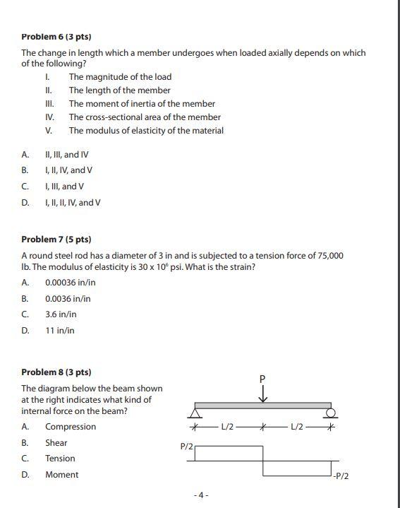 Solved Problem 6 (3 pts) The change in length which a member | Chegg.com