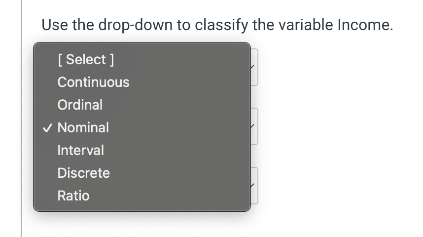 Solved Use the drop-down to classify the variable | Chegg.com