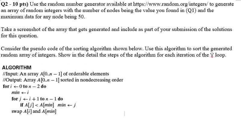 Q2 - 10 pts) Use the random number generator | Chegg.com