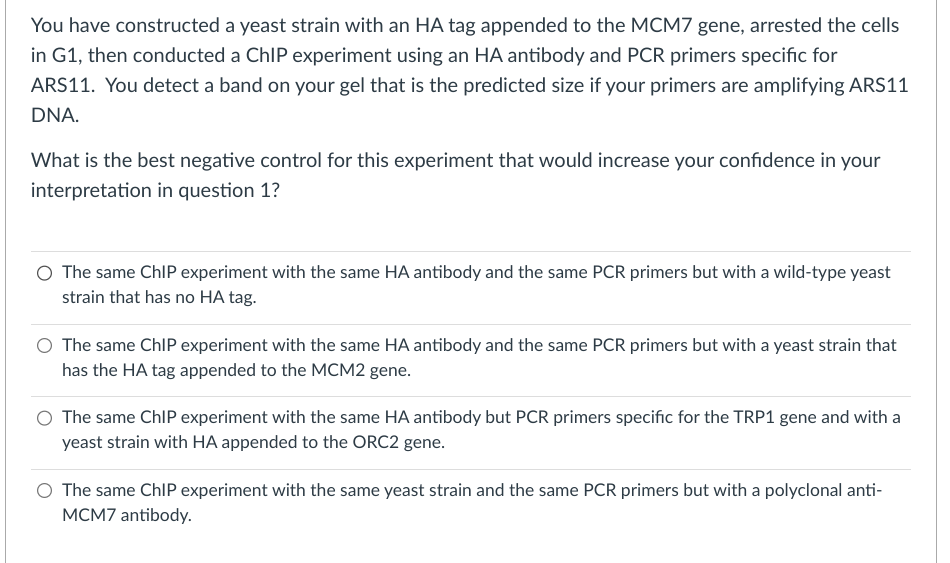 Solved You have constructed a yeast strain with an HA tag | Chegg.com