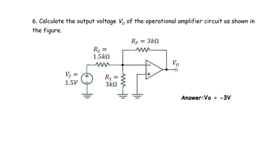 Solved 6. Calculate the output voltage Vo of the operational | Chegg.com