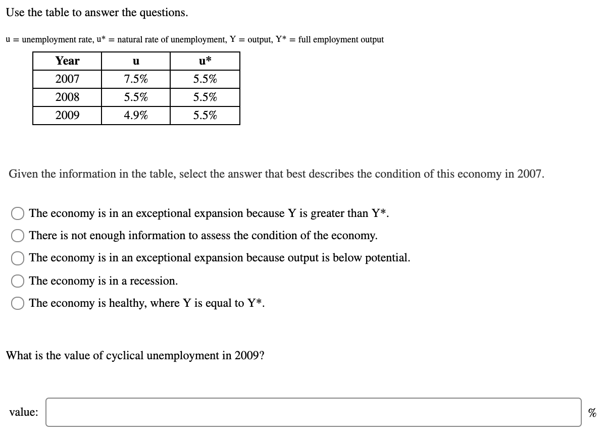 Solved Use the table to answer the questions. u = | Chegg.com