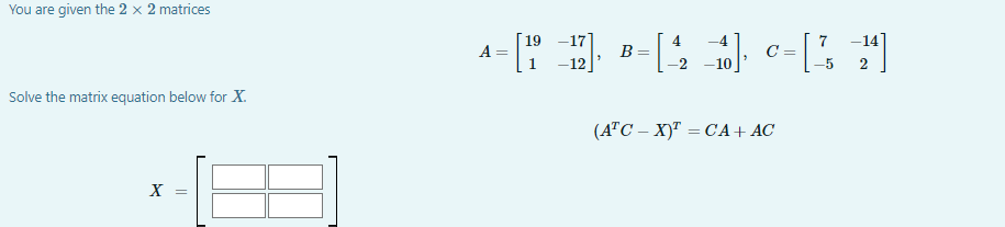 Solved You are given the 2×2 matrices | Chegg.com