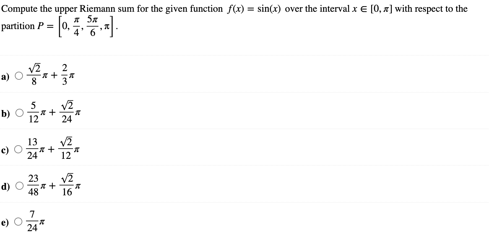 Solved Compute the upper Riemann sum for the given function | Chegg.com