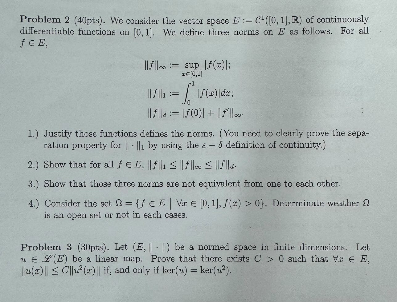 Solved Problem 2 (40pts). We ﻿consider the vector space | Chegg.com