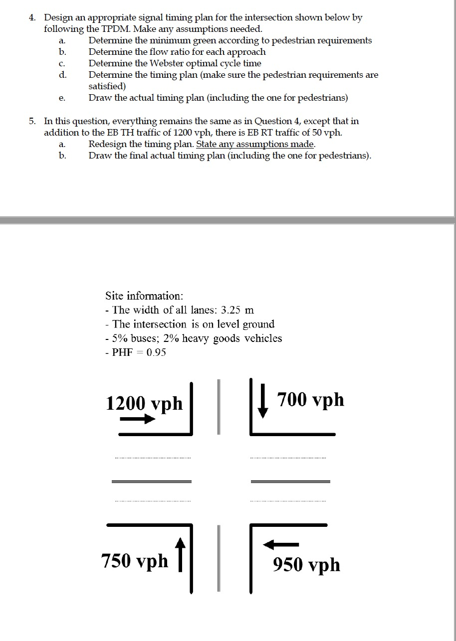 Design an appropriate signal timing plan for the | Chegg.com