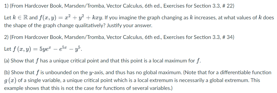 Solved 1) (From Hardcover Book, Marsden/Tromba, Vector | Chegg.com