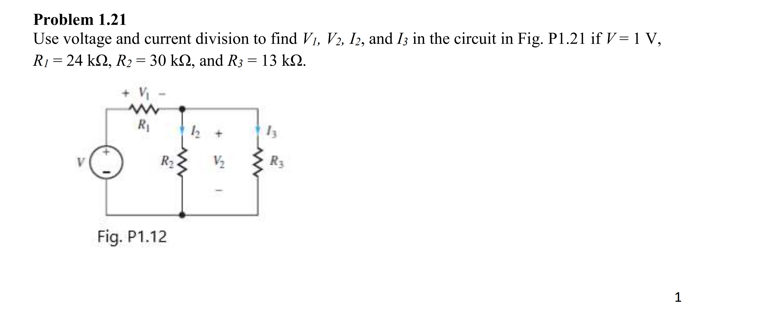 Solved Use voltage and current division to find Vl,V2,I2, | Chegg.com