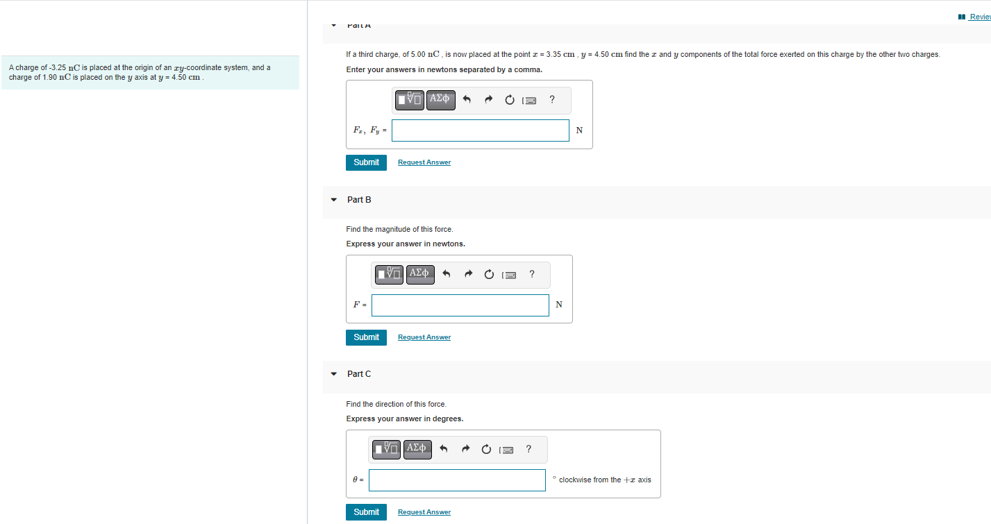 Solved If a third charge, of 5.00nC, is now placed at the | Chegg.com