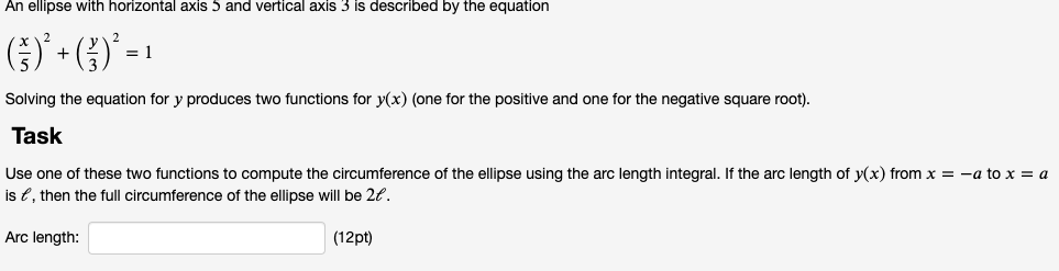 Solved (5x)2+(3y)2=1 Solving the equation for y produces two | Chegg.com