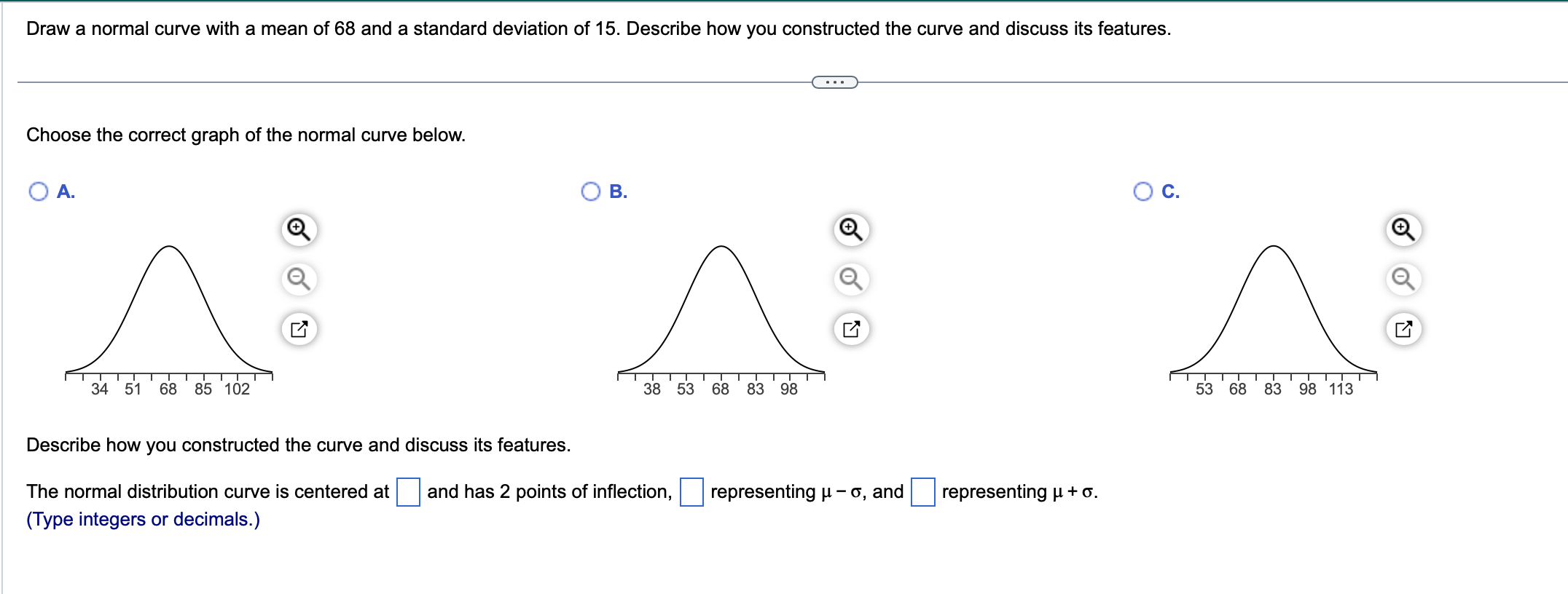Solved Choose the correct graph of the normal curve below. | Chegg.com