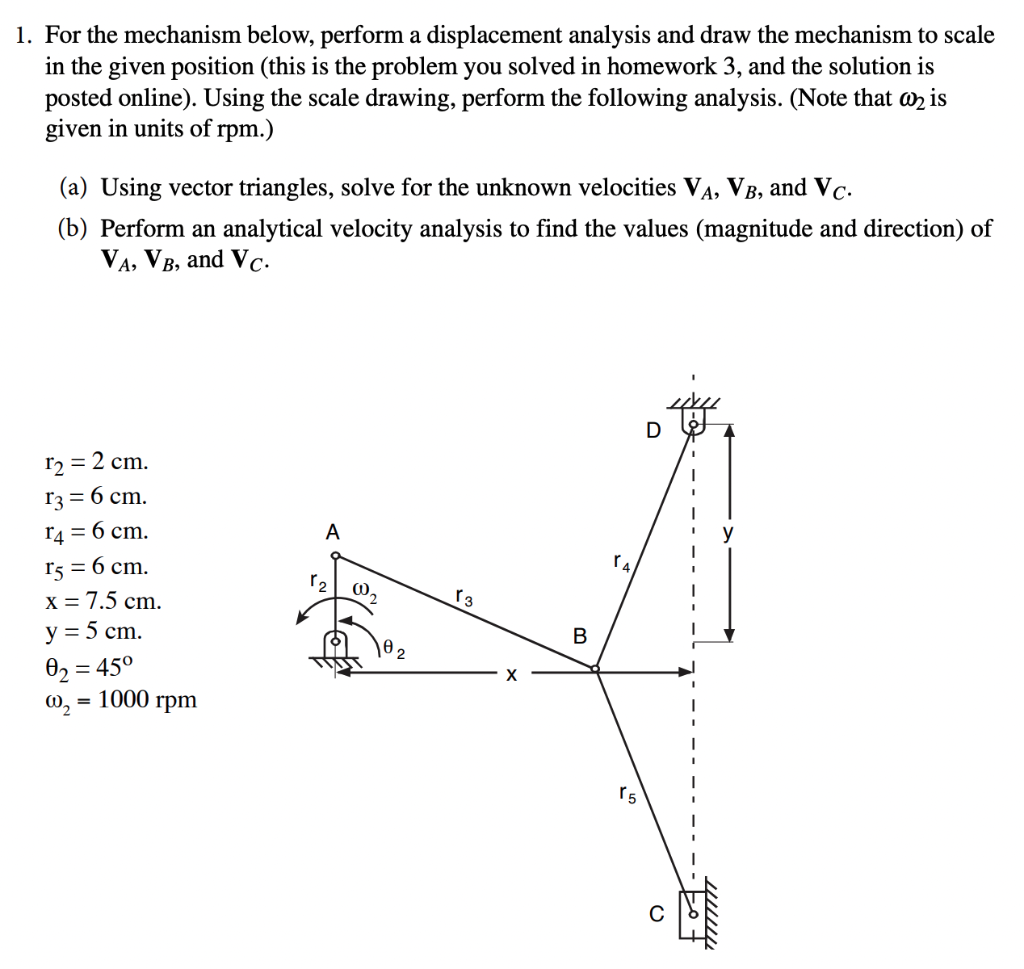 Solved For the mechanism below, perform a displacement | Chegg.com