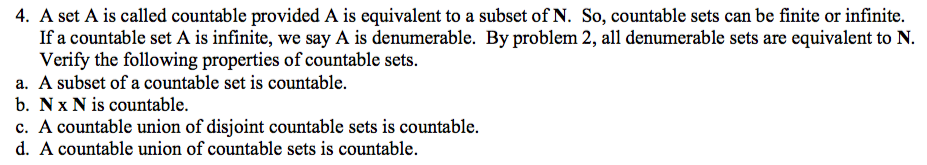 Solved 4. A set A is called countable provided A is | Chegg.com