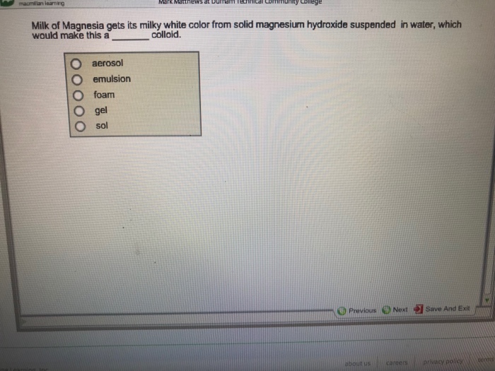 Solved Milk of Magnesia gets its milky white color from | Chegg.com