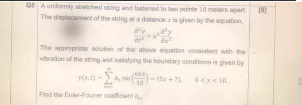 Solved Q5 A uniformly stretched string and fastened to two | Chegg.com