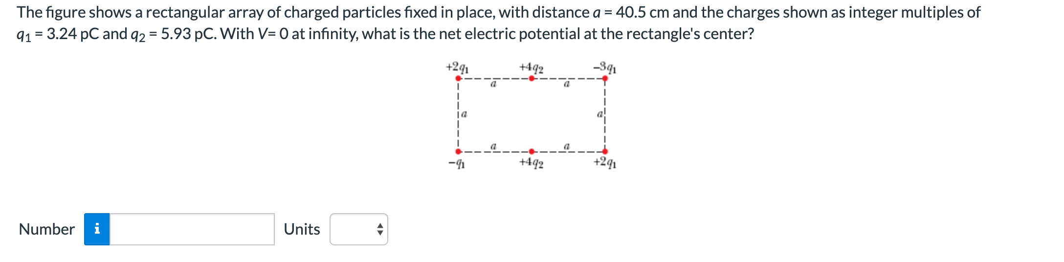 Solved The figure shows a rectangular array of charged | Chegg.com