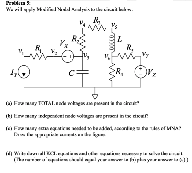 Solved Problem 5: We will apply Modified Nodal Analysis to | Chegg.com
