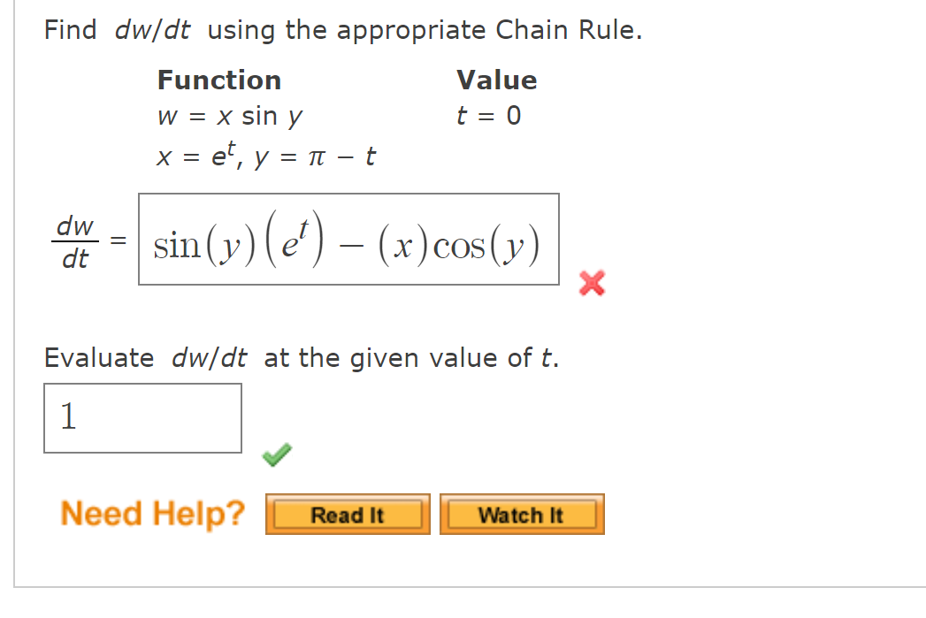 Solved Find dw/dt using the appropriate Chain Rule. dtdw= | Chegg.com