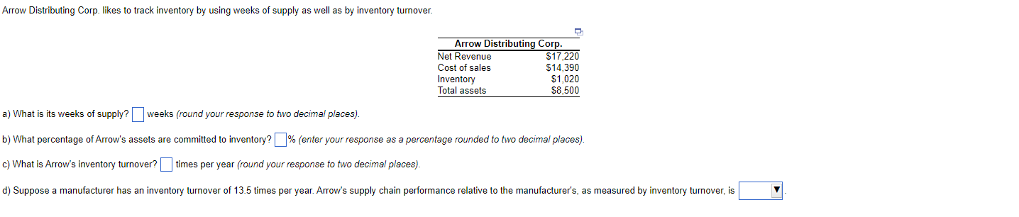 Solved Arrow Distributing Corp. likes to track inventory by | Chegg.com
