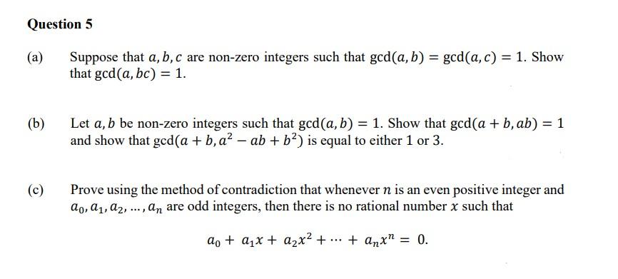 Solved (a) Suppose that a,b,c are non-zero integers such | Chegg.com
