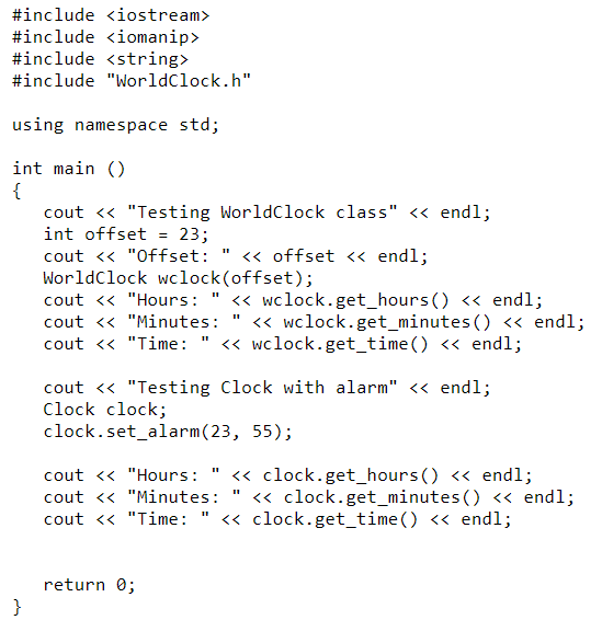 Implement a class clock whose get hours and get | Chegg.com