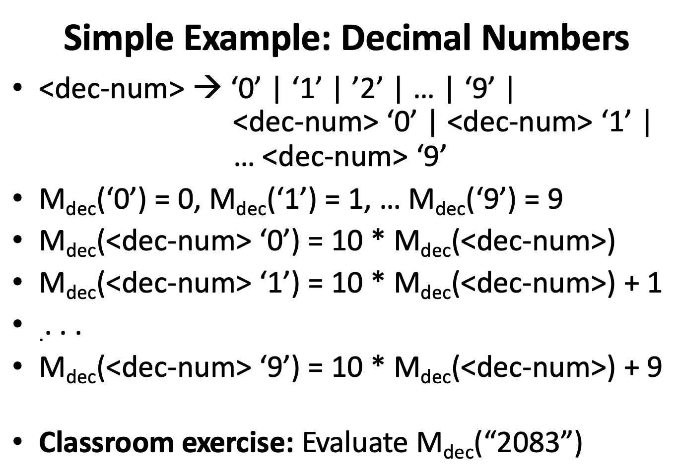 Solved Simple Example: Decimal Numbers • > 'O' | '1'|'2' | | Chegg.com