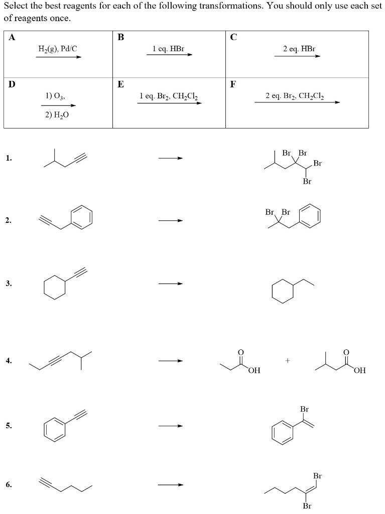 Solved Select the best reagents for each of the following | Chegg.com