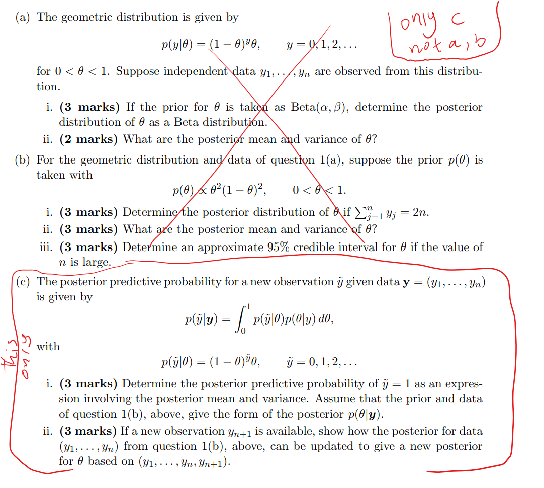 Solved (a) The geometric distribution is given only c с | Chegg.com