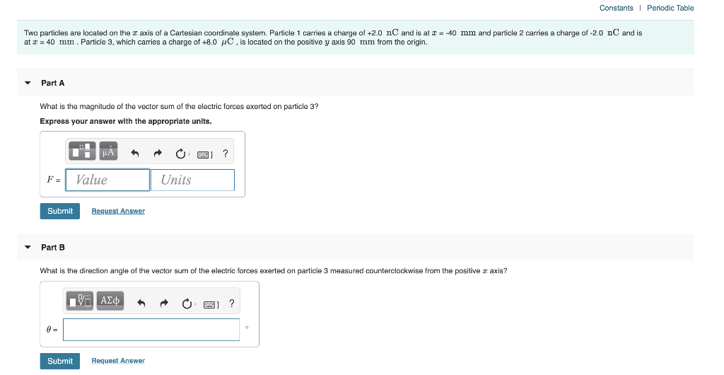Solved Constants Periodic Table Two particles are located on | Chegg.com