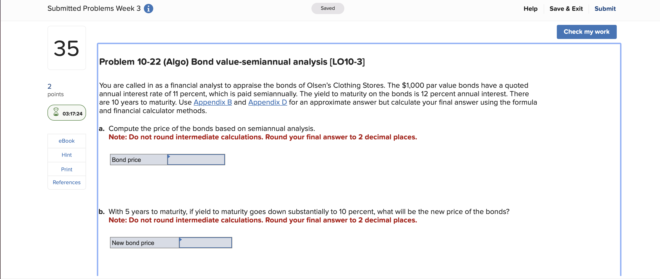Solved Problem 10-22 (Algo) Bond value-semiannual analysis | Chegg.com
