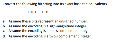 Solved Convert the following bit string into its exact base | Chegg.com