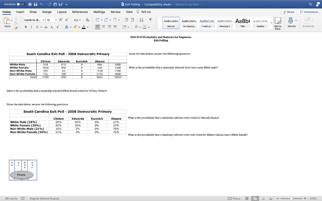 Solved AutoSave OFF Exit Polling - Compatibility Mode - | Chegg.com