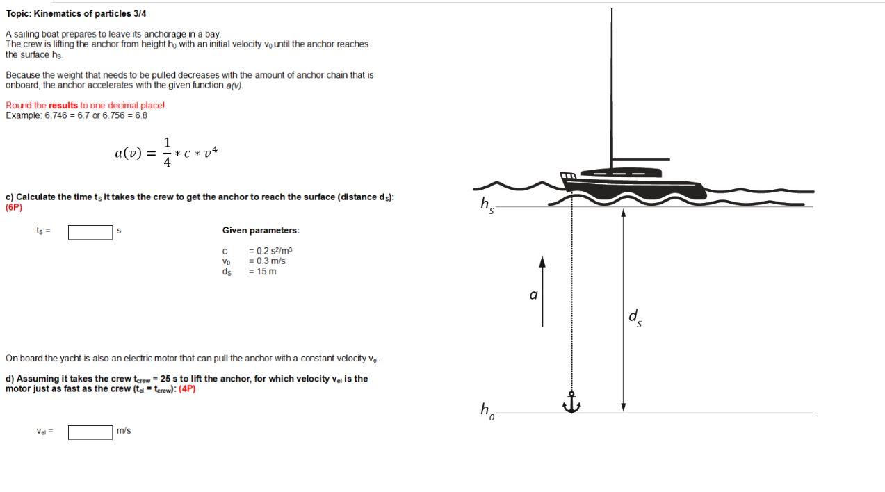 Solved Topic: Kinematics of particles 3/4 A sailing boat | Chegg.com