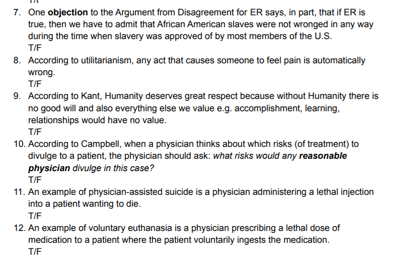 Solved 7. One objection to the Argument from Disagreement | Chegg.com