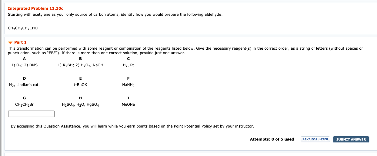 Solved Integrated Problem 11.30c Starting with acetylene as | Chegg.com