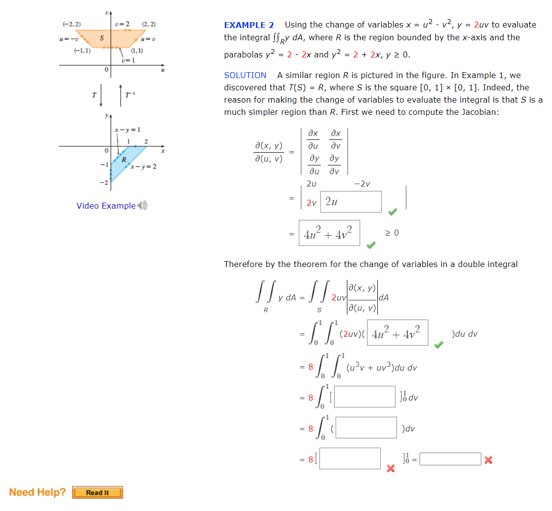 Solved EXAMPLE 2 Using the change of variables x=u2−v2,y=2uv | Chegg.com