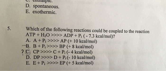 Solved Which of the following reactions could be coupled to | Chegg.com