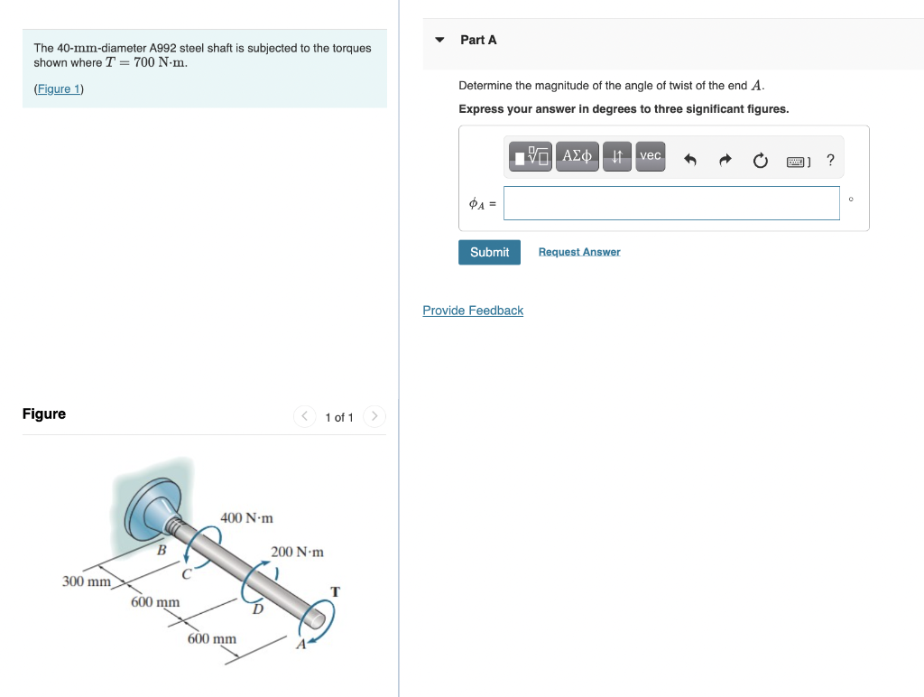 Solved The 40-mm-diameter A992 steel shaft is subjected to | Chegg.com