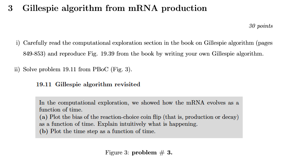3 Gillespie Algorithm From Mrna Production 30 Points