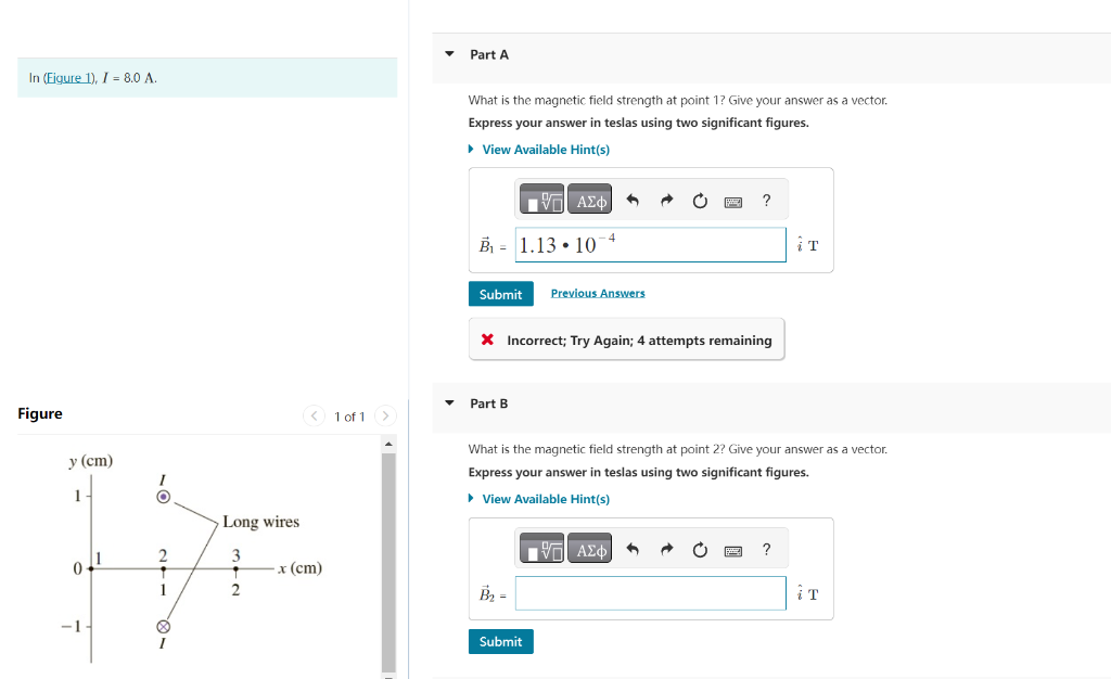 Solved What is the magnetic field strength at point 1 ? Give | Chegg.com
