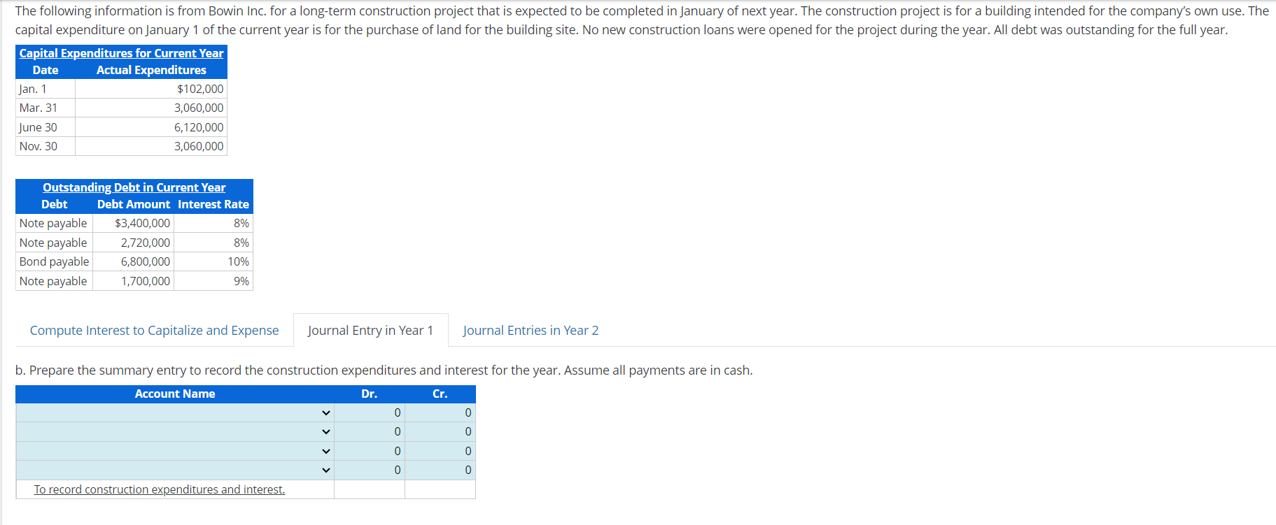 Solved Computing and Recording Interest Capitalization | Chegg.com