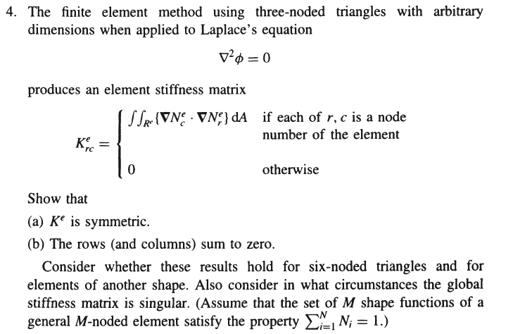 4. The finite element method using three-noded | Chegg.com