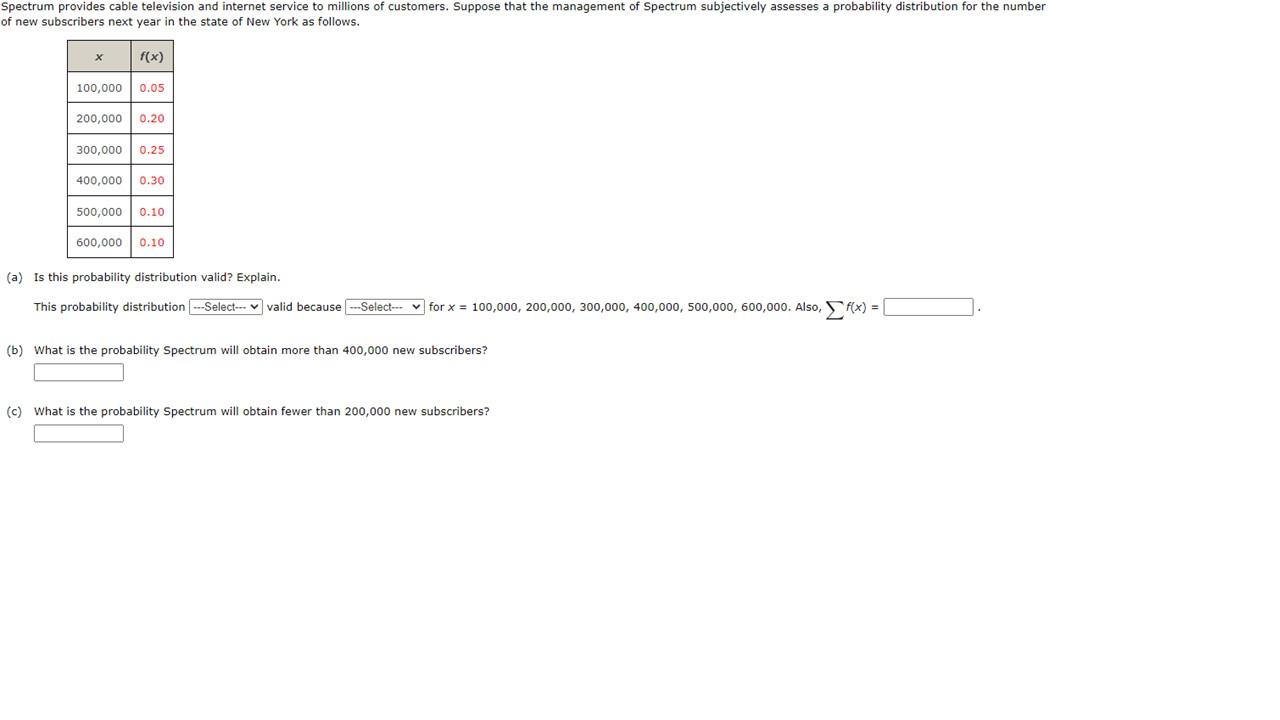 Solved Spectrum provides cable television and internet | Chegg.com