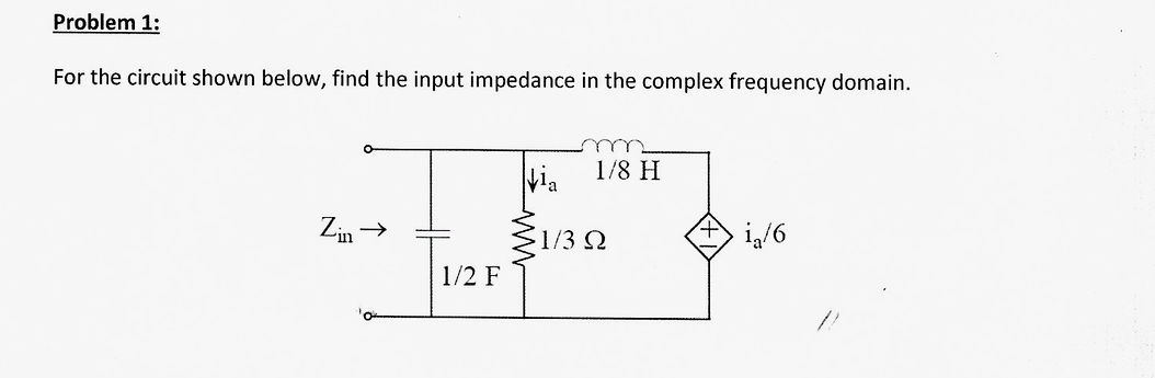 Solved Problem 1: For the circuit shown below, find the | Chegg.com