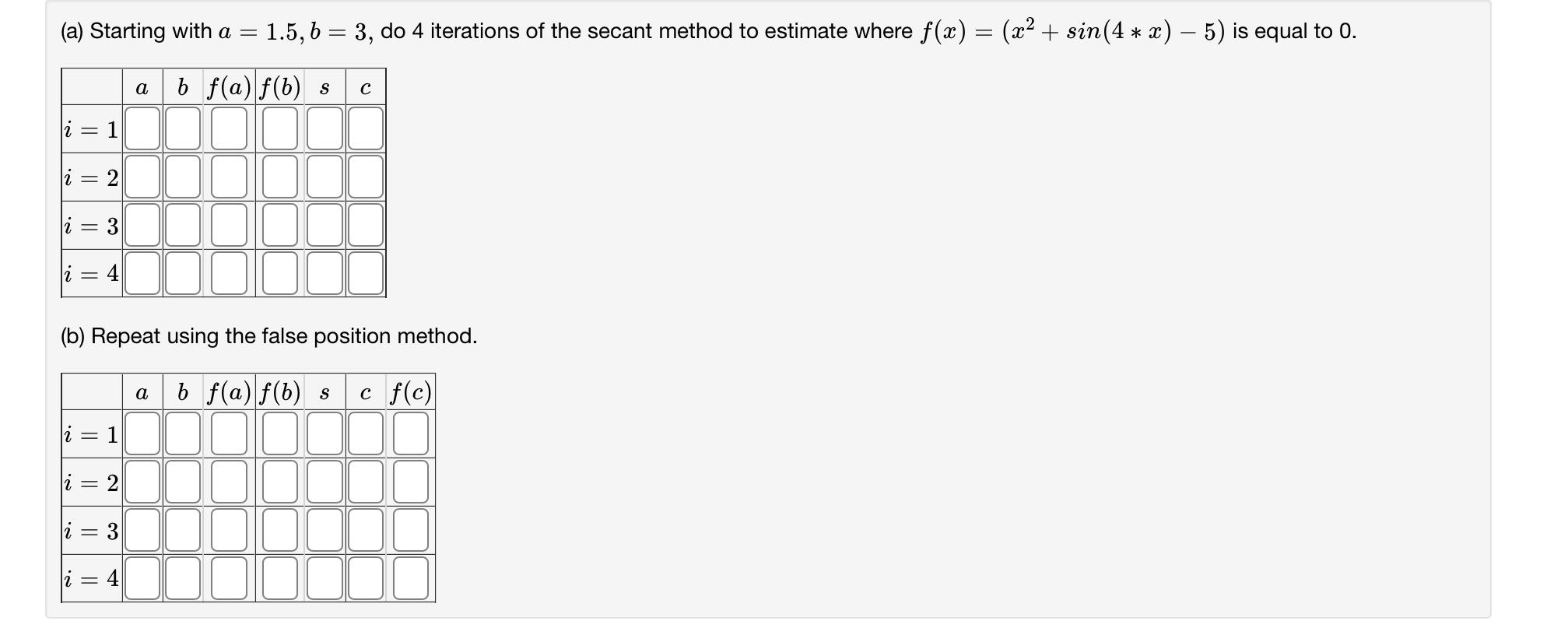 Solved (a) Starting with a=1.5,b=3, do 4 iterations of the | Chegg.com