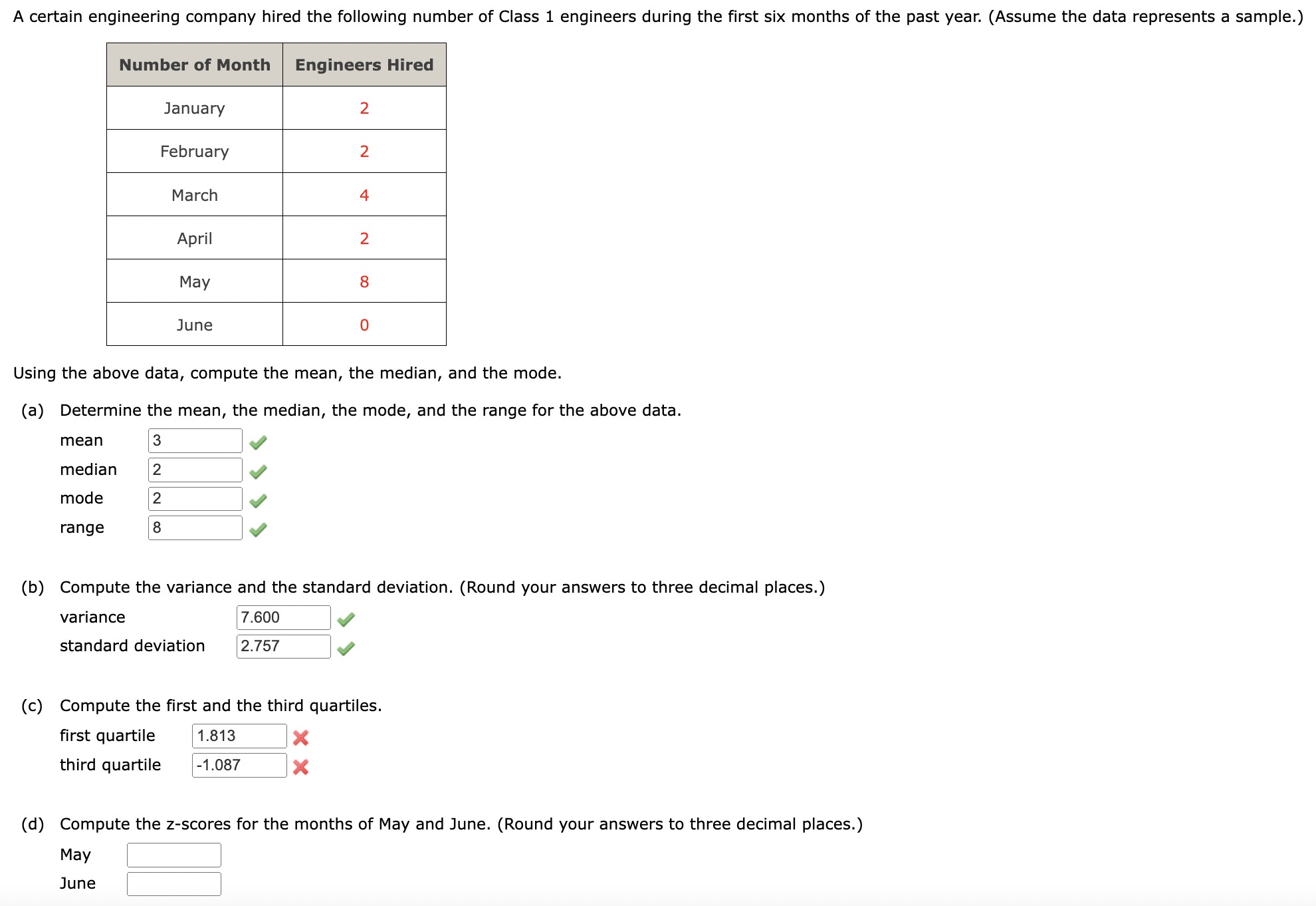 Solved Using the above data, compute the mean, the median, | Chegg.com