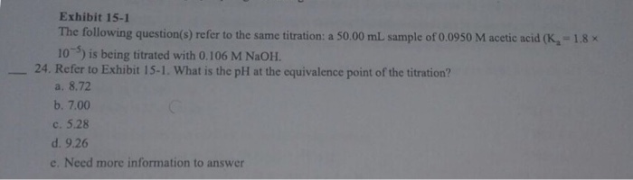 Solved Exhibit 15-1 The following question(s) refer to the | Chegg.com